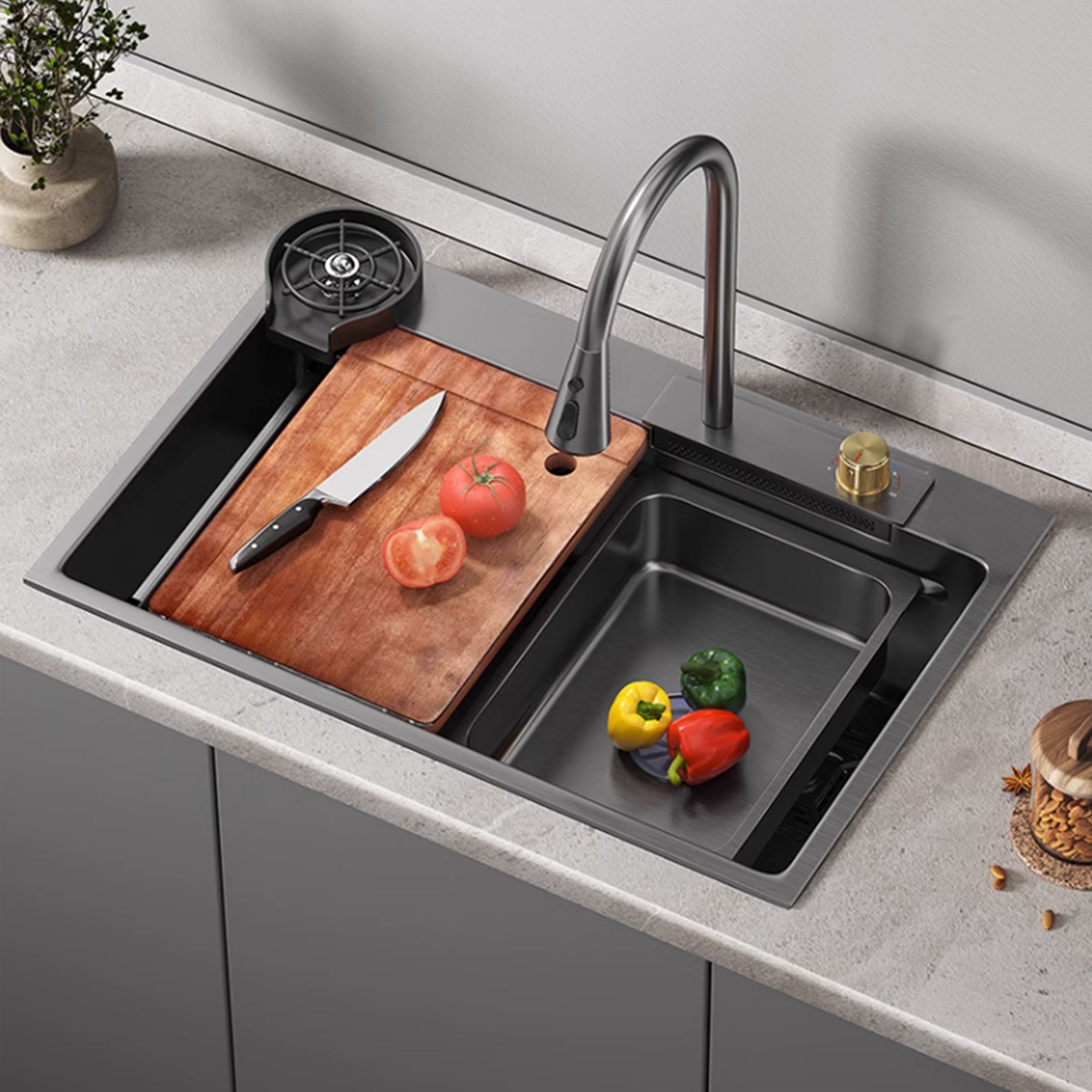 Renaflow Gunmetal Grey Multi-Function Kitchen Sink & Tap Set – Vasken
