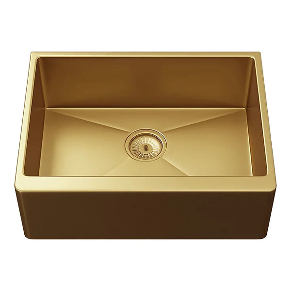 Venice Brushed Gold Belfast Stainless Steel Kitchen Sink + Waste – Vasken